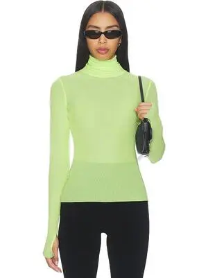 AFRM Zadie Mesh Turtleneck Top - Sharp Green