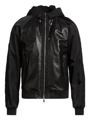 MOORER Sheepskin, Polyamide, And Elastane Hooded Jacket - Black