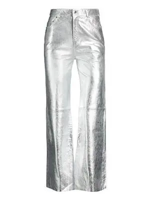 Maje Sheepskin Leather Bootcut Pants - Silver