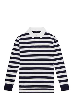 Dunhill Striped Cotton And Cashmere Polo Shirt - Blue
