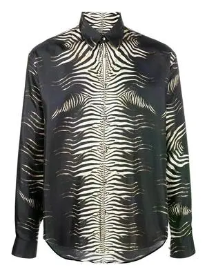 Roberto Cavalli Zebra-print Silk Shirt - Black