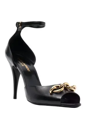 Saint Laurent Chain-strap Leather Sandals - Black