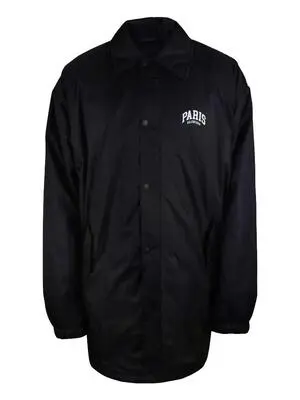 Balenciaga Logo Print Shirt Jacket - Black