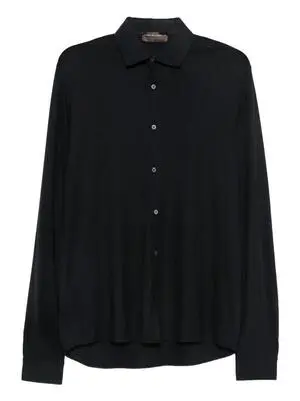 FILIPPO DE LAURENTIIS Button-fastening Curved-hem Shirt - Blue