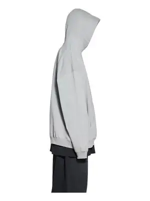 Balenciaga Logo Print Jersey Hoodie - Grey