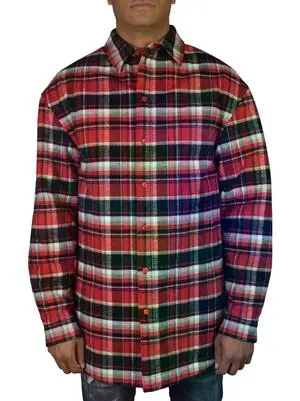 Balenciaga Checked Padded Shirt - Red