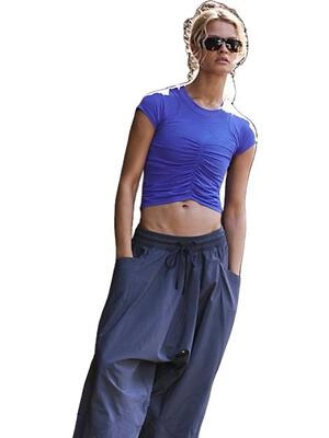 Free People Tempo Ruched Uv Protection Tee With Short Sleeves - Pulse