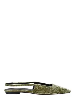 Saint Laurent Velvet Ballet Flats - Green
