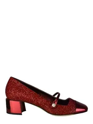 JIMMY CHOO Elisa Glitter Square-toe Pumps - Red