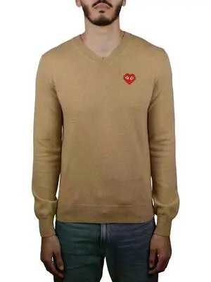 Play Comme Des Garcon V-neck Sweater - Neutrals