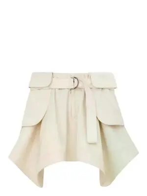 Loewe Belted Cotton Mini Skirt - Neutrals