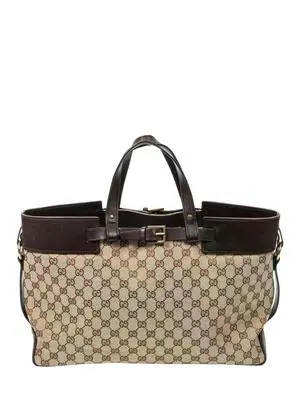 Gucci Gg Supreme Buckled Tote Bag - Neutrals