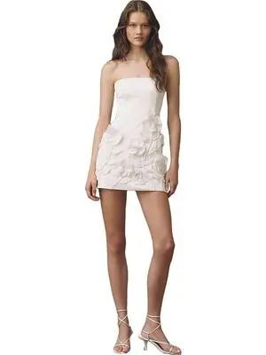 Helsi Gia Strapless 3d Floral Mini Dress In White | Editorialist