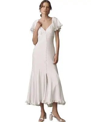 Bhldn Satin Cape Maxi Dress - Ivory