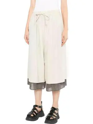 Y’s Layered Pinstripe Shorts - Neutrals