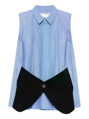 Sacai Sleeveless Blouse With Pleated Panel - Blue