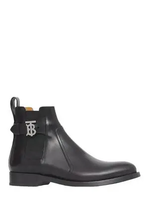 Burberry Luke Monogram-motif Chelsea Boots - Black