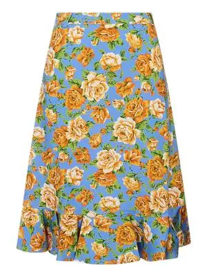 Rabanne Floral-print Ruffled Skirt - Blue