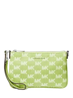 Michael Kors Jet Set Travel Small Logo Jacquard Wristlet - Green