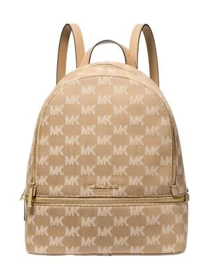 Michael Kors Rhea Medium Logo Jacquard Denim Backpack - Brown