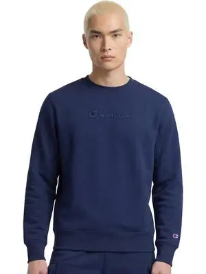Champion Crewneck Sweatshirt With Tonal Script Logo - Blue Depth