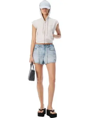 Alexander Wang Crystal Hotfix Drawcord Short - Light Bleach