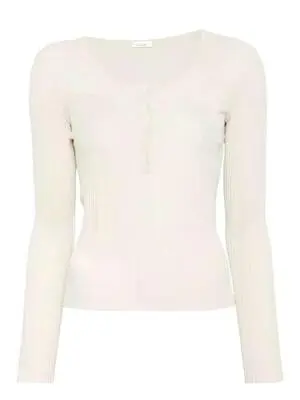 ROBERTO COLLINA Ribbed Knit Scoop Neck T-shirt - Neutrals