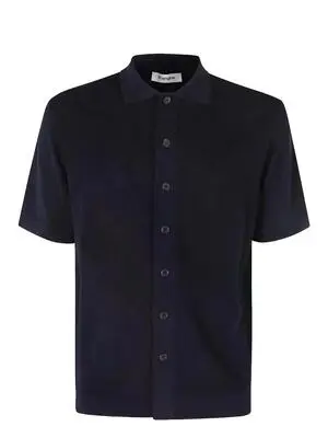 KANGRA Waffle-knit Short-sleeved Shirt - Blue