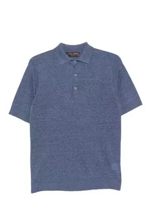 FILIPPO DE LAURENTIIS Short-sleeve Knitted Polo Shirt - Blue