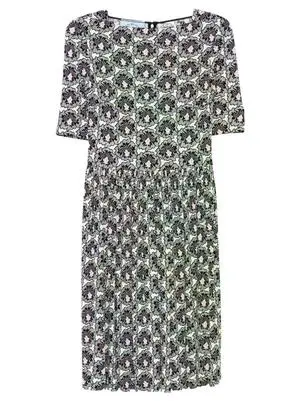 Prada Printed Gathered Dress - Neutrals