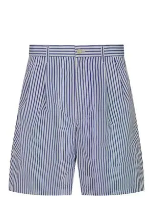 Comme Des Garçons Vertical Stripe Pleated Shorts - Blue