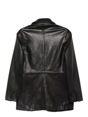 MANOKHI Grainy Effect Notched Lapel Jacket - Black