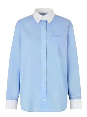 SAMSOE SAMSOE Salova Contrast-collar Shirt - Blue