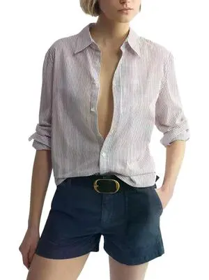 NILI LOTAN Raphael Striped Shirt - Red