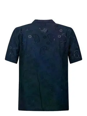 MC2 SAINT BARTH Broderie-anglaise Paisley-pattern Shirt - Blue