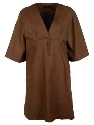Seventy V-neck Tassel Detail Mini Dress - Brown