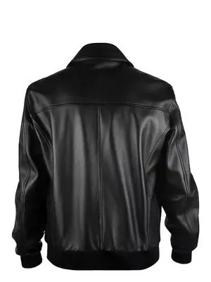 Philipp Plein Leather Logo Crest Jacket - Black