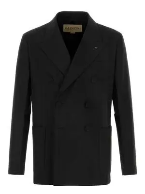 Valentino Garavani Double-breasted Wool Blazer - Black