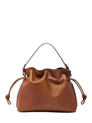 ESIN AKAN Emma Drawstring Leather Tote Bag - Brown