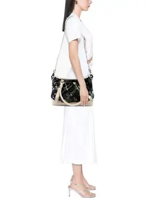 Burberry Floral Beat Check Nylon And Patent Satchel - Grey