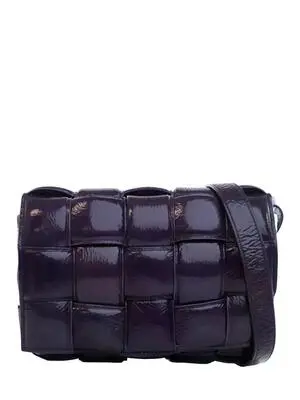 Bottega Veneta Bottega Veneta Patent Intrecciato Padded Cassette Crossbody Bag Purple