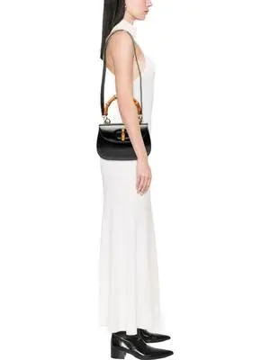 Gucci Calfskin Bamboo Night Satchel - Black