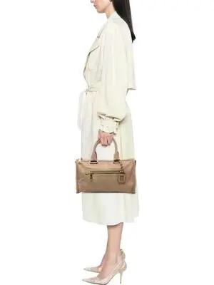 Prada Vitello Daino Zip Top Satchel - Brown