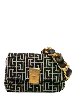 Balmain 1945 Mini Monogram Jacquard Crossbody Bag - Black