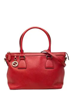 Gucci Calfskin Gg Charm Satchel - Red