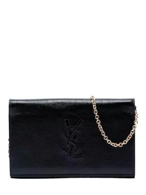 Saint Laurent Crinkled Calfskin Belle De Jour Chain Clutch Shoulder Bag - Black