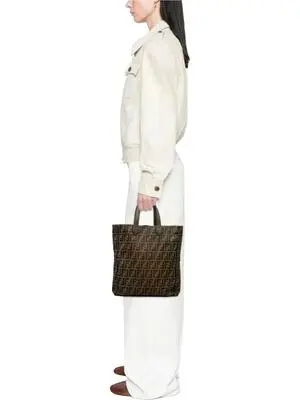 Fendi Zucca Canvas Vertical Shopping Tote Bag - Brown