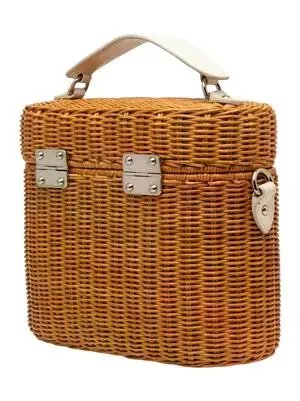 Miu Miu Wicker Top Handle Satchel - Brown