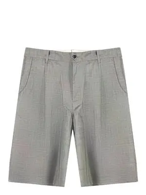NINE:INTHE:MORNING Tailored Pleated Logo-patch Shorts - Grey