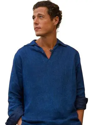 Orlebar Brown Night Iris Vincent Linen Shirt - Blue